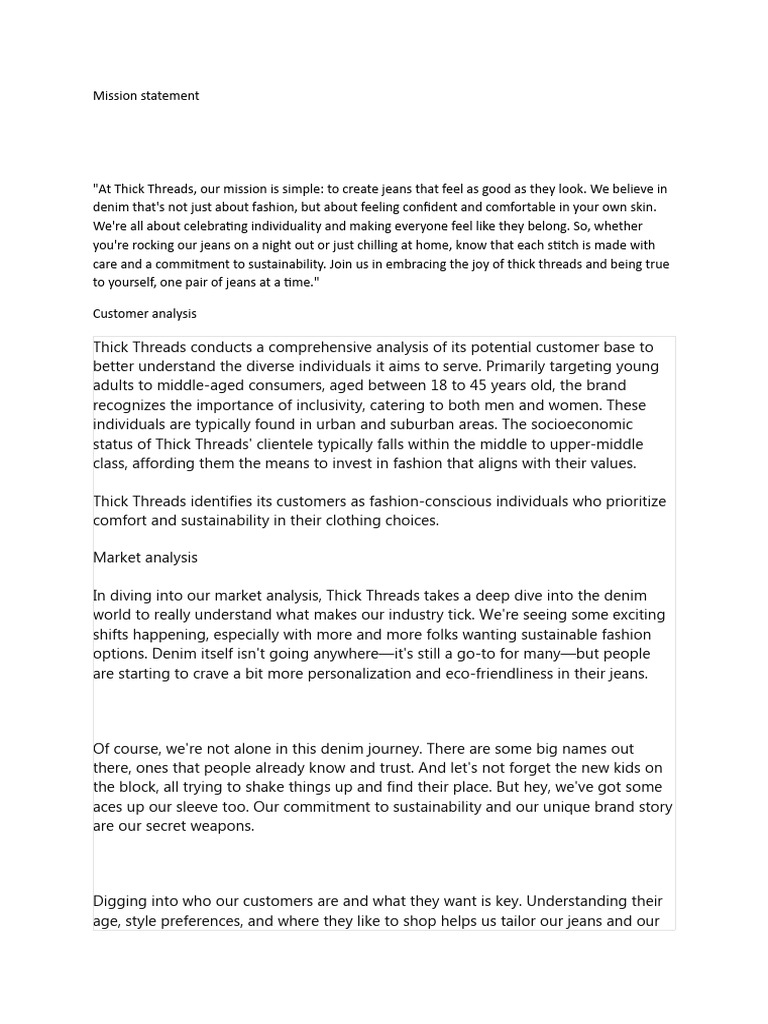 Mission Statement | PDF | Fashion | Jeans