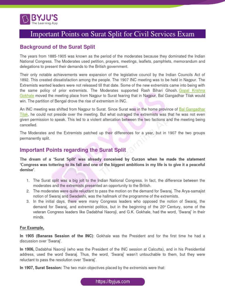 Surat Split | PDF | Indian Nationalism | Indian Independence Movement