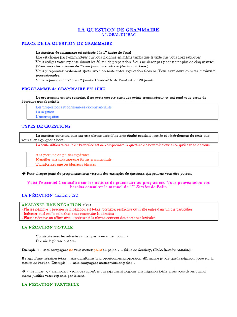 La Question de Grammaire | PDF