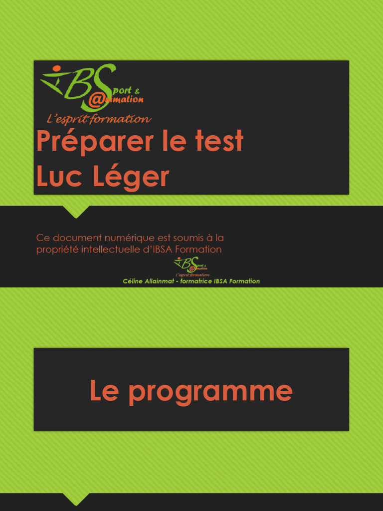 Programme d'entraînement Luc Léger | PDF