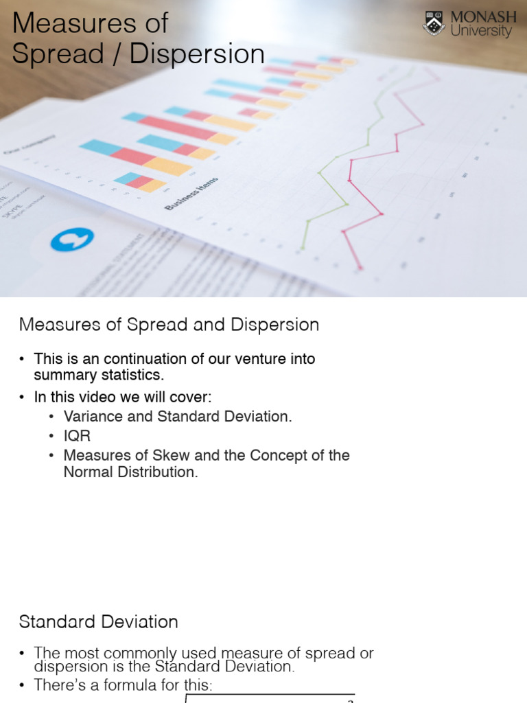 Measures of Spread and Dispersion | PDF | Standard Deviation | Skewness