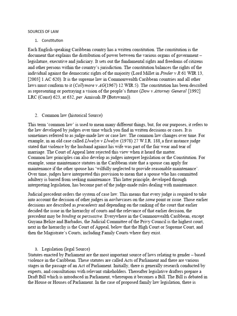 Sources of Law | PDF | Precedent | Common Law