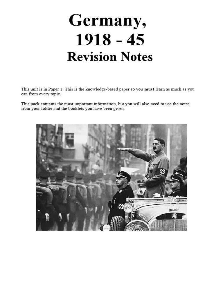 Germany Revision Booklet | PDF | Weimar Republic | Nazi Germany