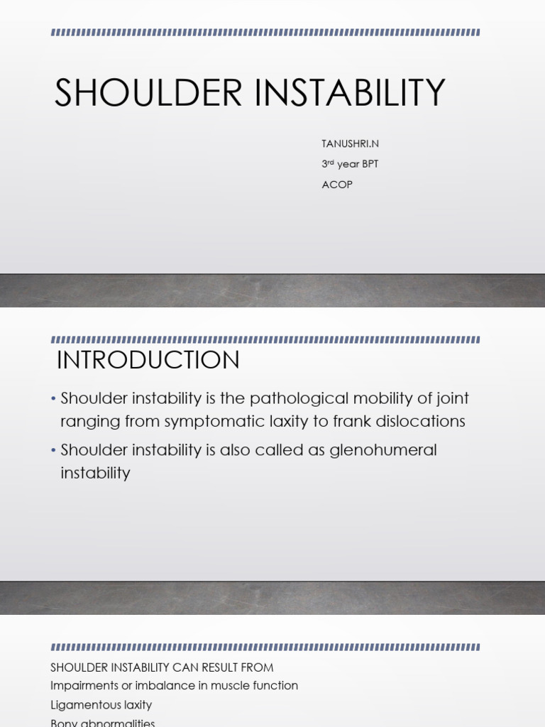 Shoulder Instability | PDF | Shoulder | Anatomical Terms Of Motion