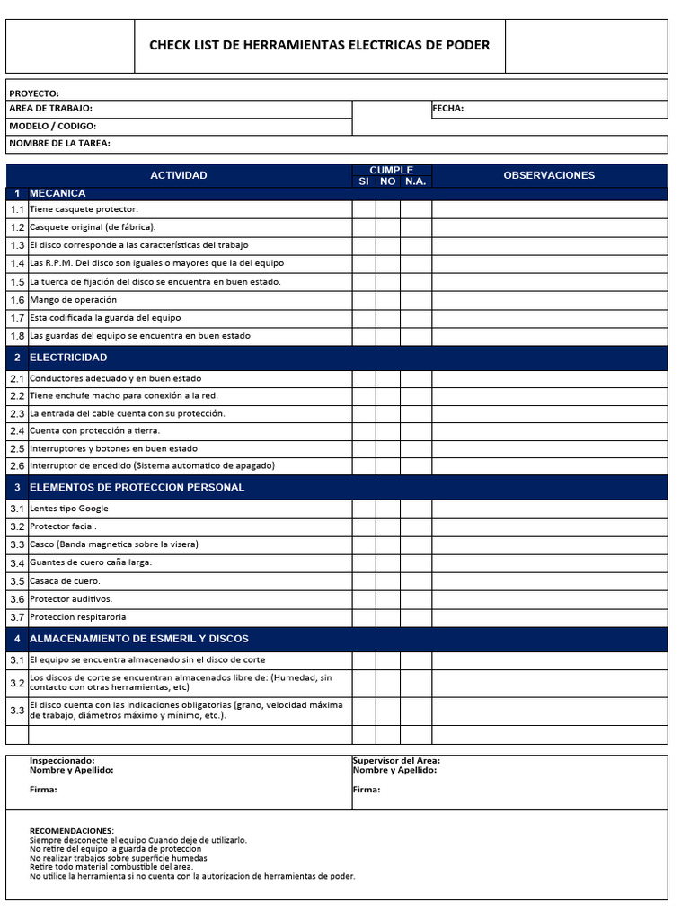 Check List Herramientas de Poder | PDF