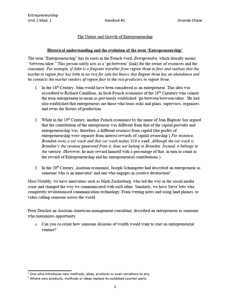 Understanding Entrepreneurship Evolution | PDF | Entrepreneurship ...