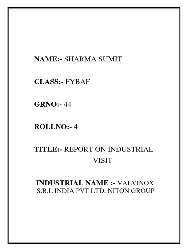 Industrial Project Sumit Pdf Innovation Reliability Engineering