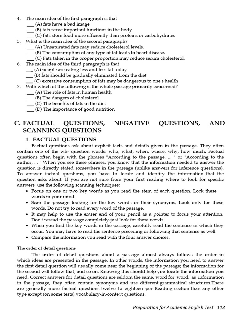 Bahasa Inggris II FACTUAL, NEGATIVE, SCANNING QUESTIONS | PDF ...