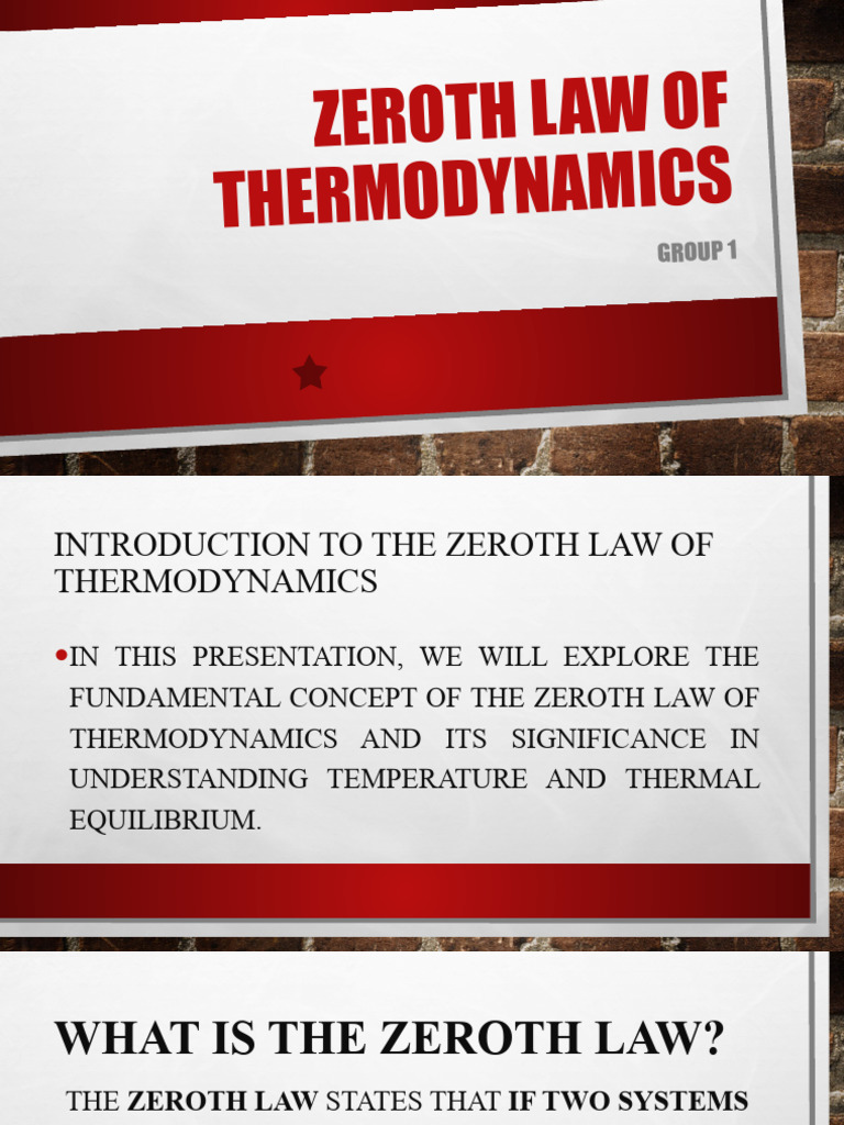 Zeroth Law of Thermodynamics | PDF