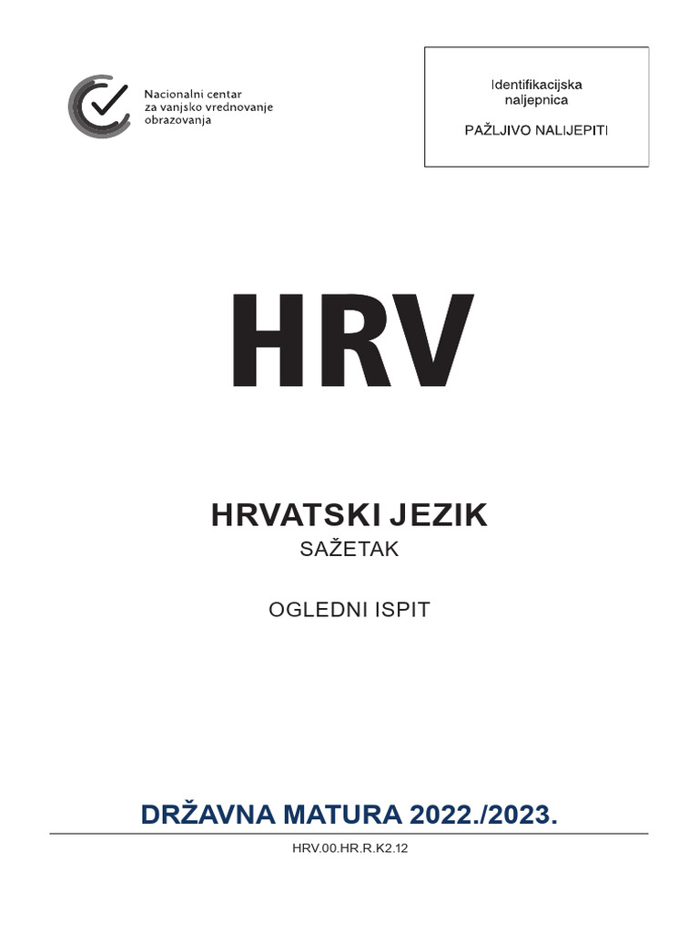 HRV Ik 2 - Ogledni Ispit | PDF