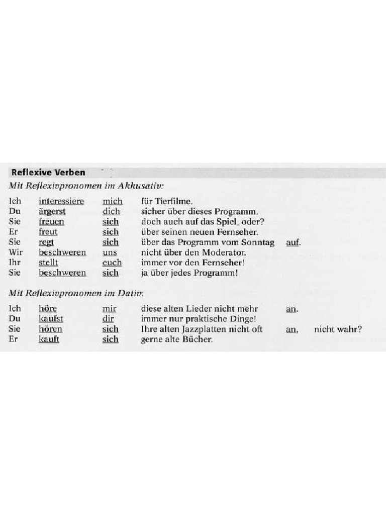 Reflexive-Verben Deutsch | PDF