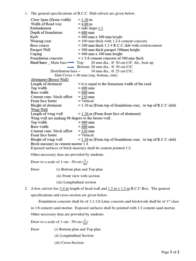 Drawing Question | PDF | Concrete | Cement