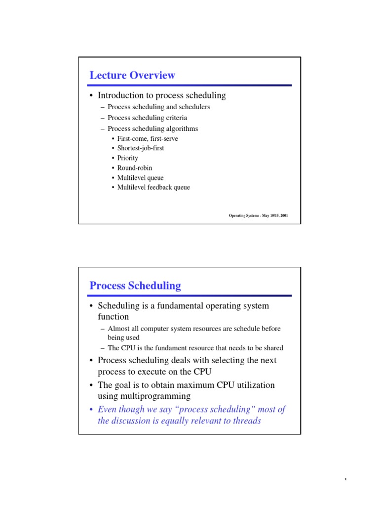 Lecture 07 Pdf Scheduling Computing Process Computing 7275