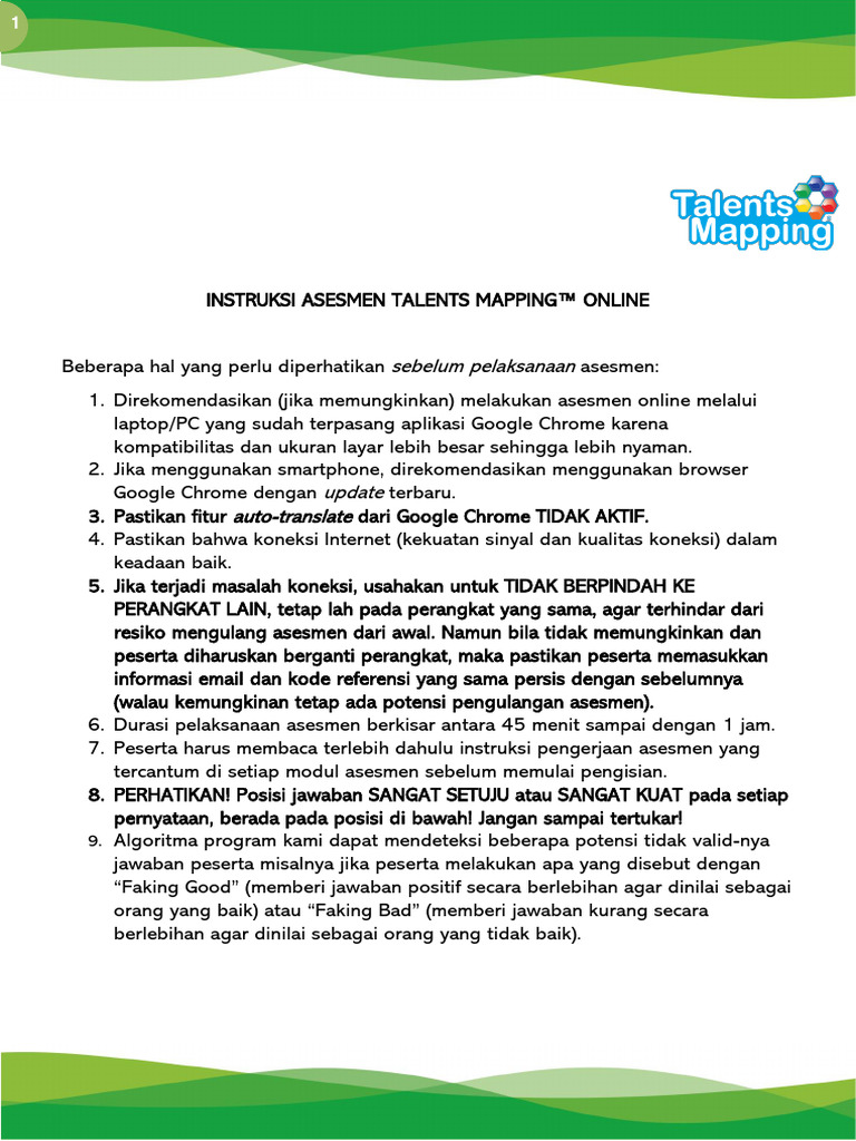 Instruksi Pengerjaan Talent Mapping | PDF | Karier & Perkembangan | Bisnis