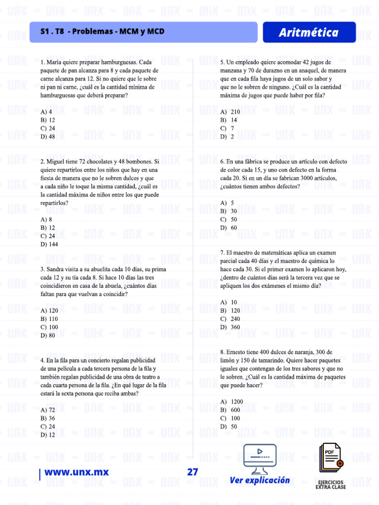 S1 T8 - Problemas MCD y MCM | PDF