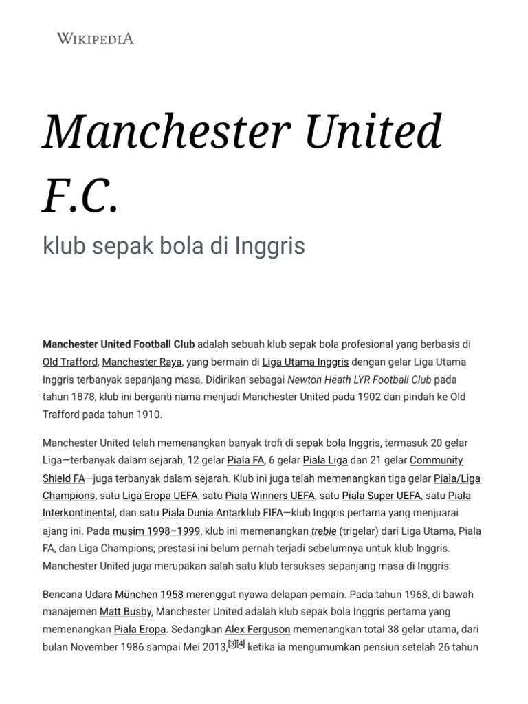 Sejarah dan Prestasi Manchester United | PDF