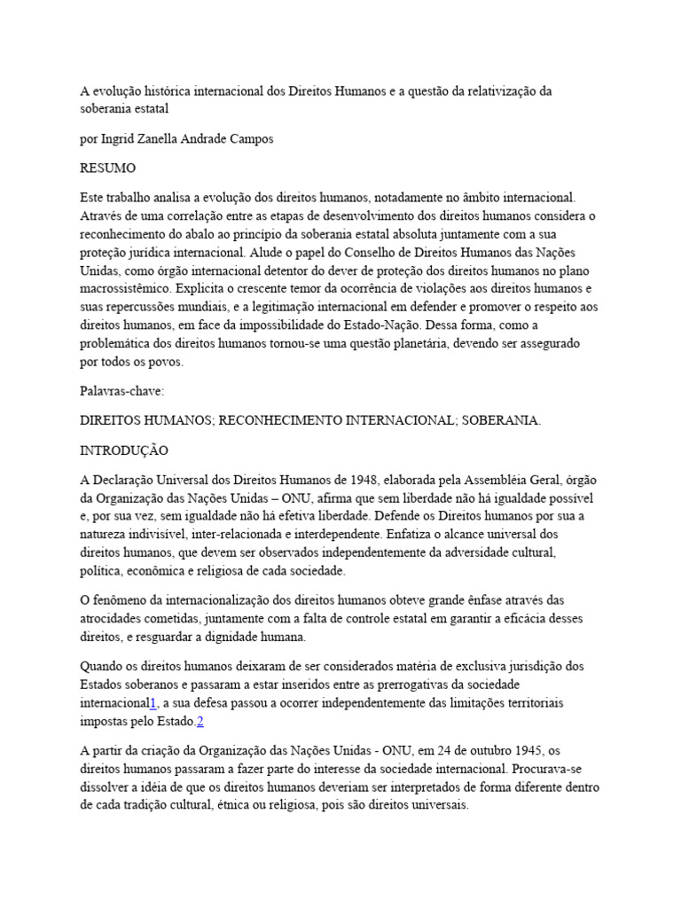 Evolucao Dos Direitos Humanos Pdf Direitos Humanos Nações Unidas