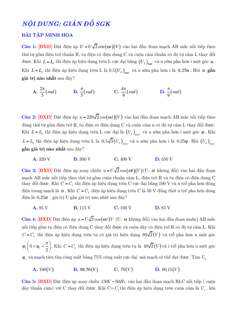Nội Dung: Giản Đồ Sgk: U U t V vào hai đầu đoạn mạch AB mắc nối tiếp theo | PDF
