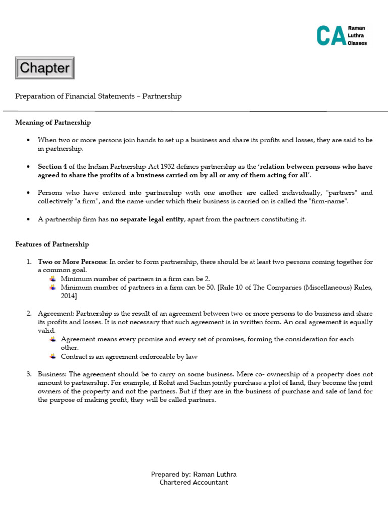 Partnership Financial Statements Guide | PDF | Partnership | Debits And ...