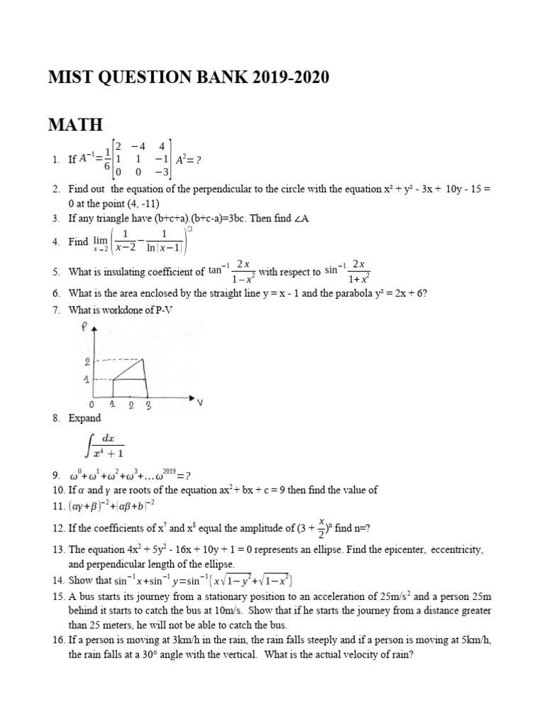 MIST 2019-2020 Question | PDF | Force | Photoelectric Effect
