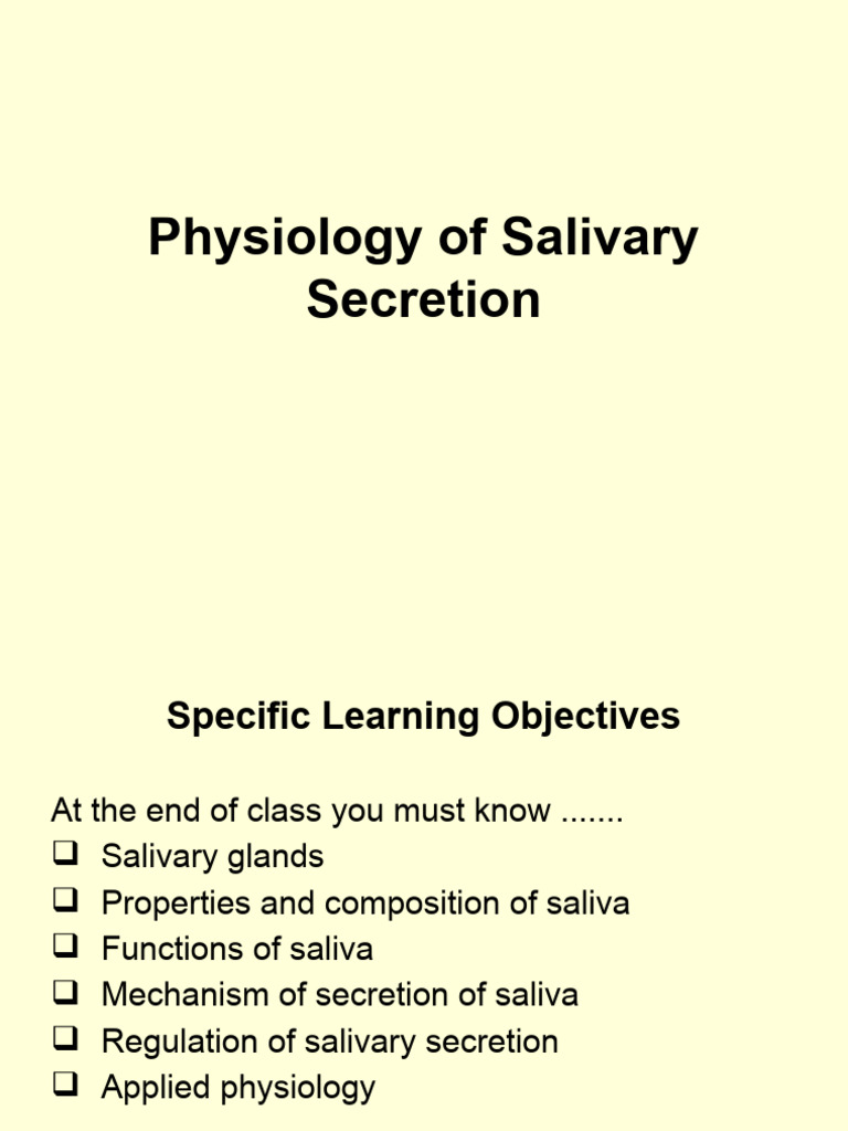 2.physiology of Salivary Secretion 3 | PDF | Saliva | Animal Anatomy