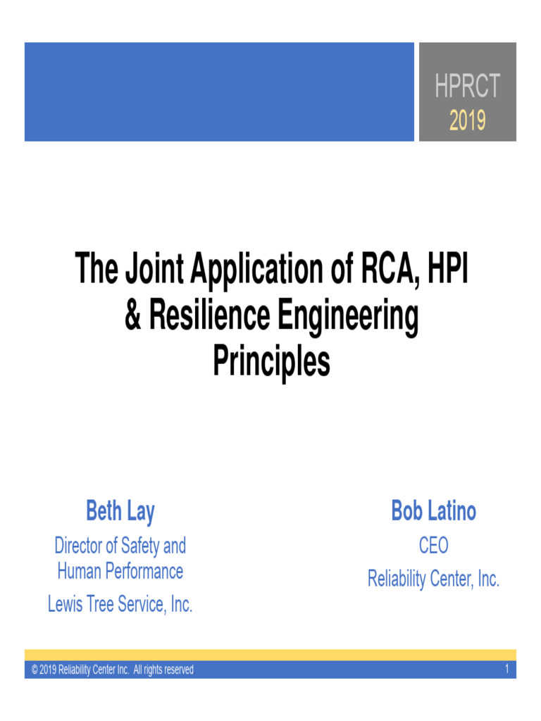 The Joint App of RCA, HPI and Resilience Engineering Principles | PDF | Reliability Engineering ...