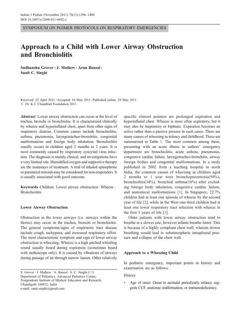 Lower Airway Obstruction and Bronchiolitis | PDF | Respiratory Tract ...
