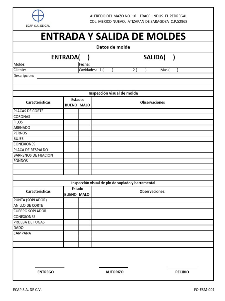 Check List Entrada y Salida | PDF