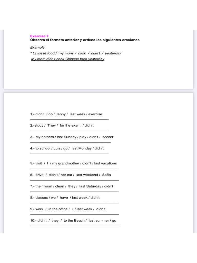 Ejercicios Pasado Simple, Negativo e Interrogativo | PDF