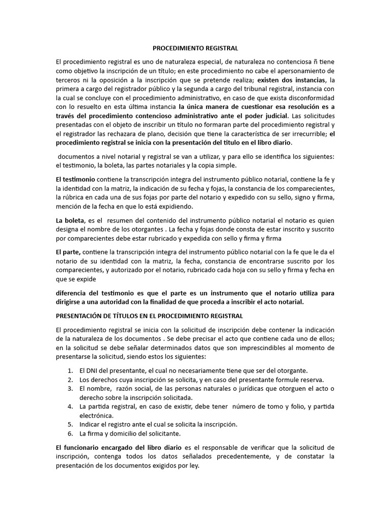 Procedimiento Registral: Inscripción de Títulos | PDF | Apelación | Justicia