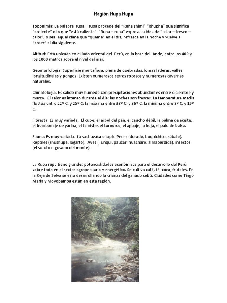 Región Rupa Rupa (CESAR) | Earth Sciences | Geografía Física