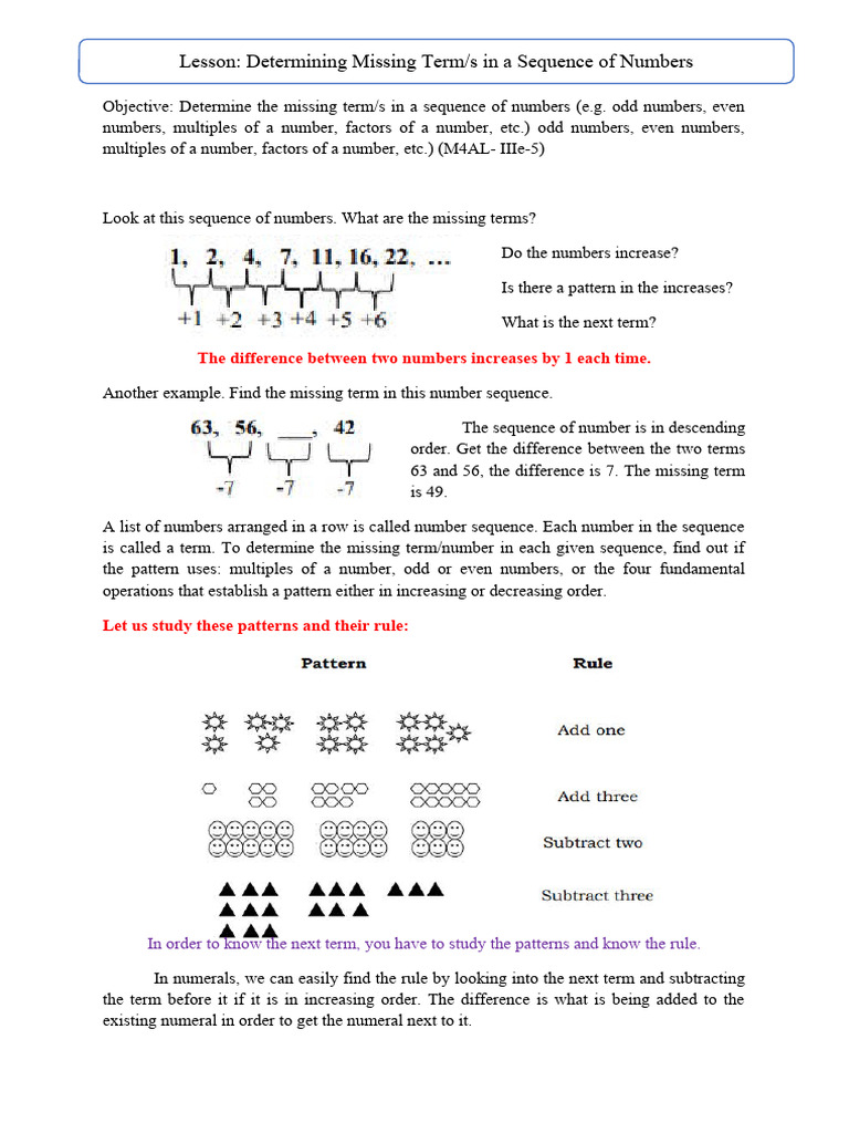 Math March 6 8 | PDF | Numbers | Sequence
