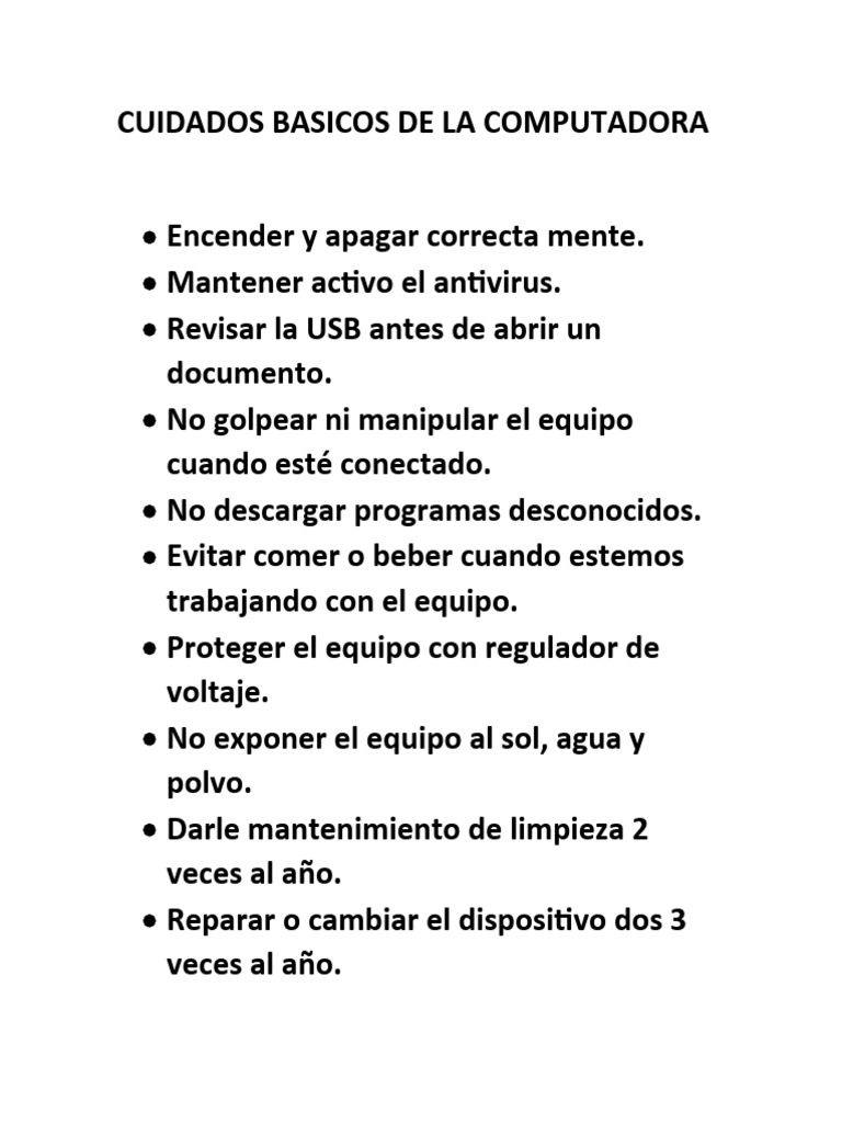 Cuidados Basicos de La Computadora | PDF