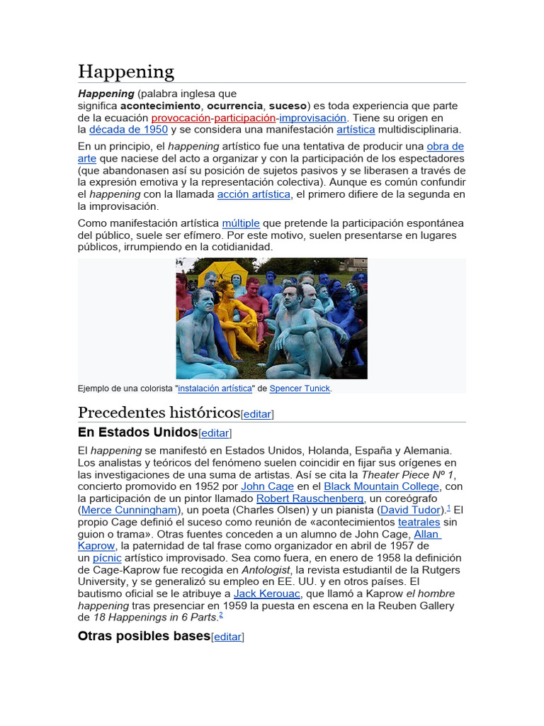 Happening | Descargar gratis PDF | Arte contemporáneo | Movimientos de arte