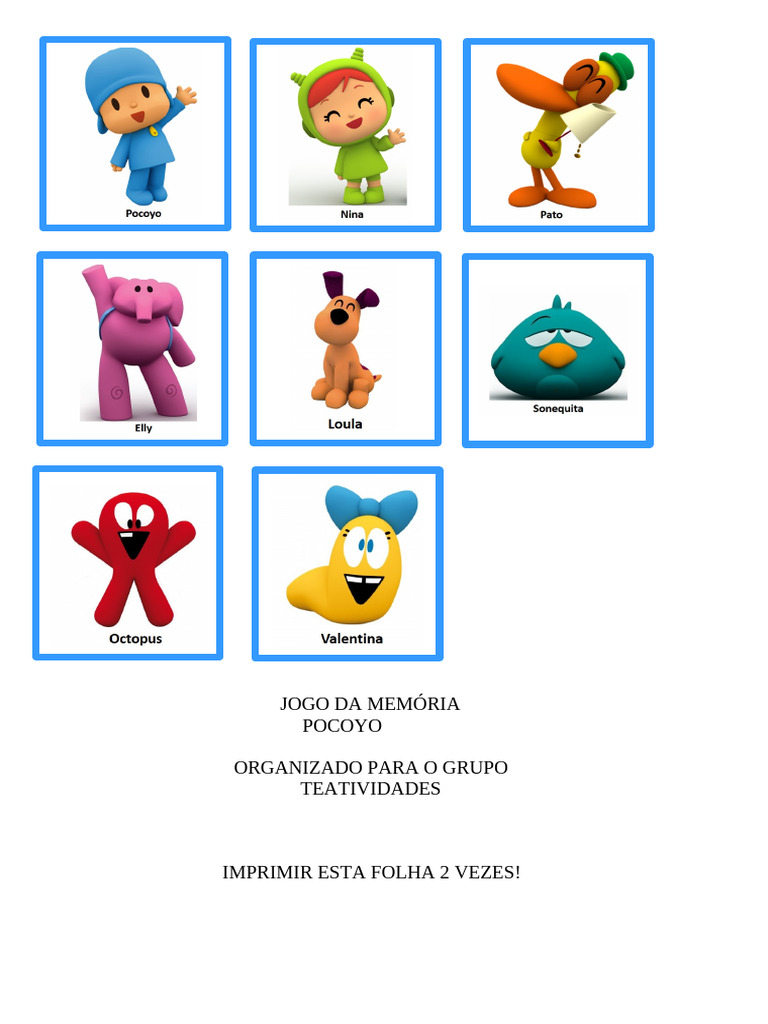 Jogo Da Memória POCOYO TEAtividades | PDF