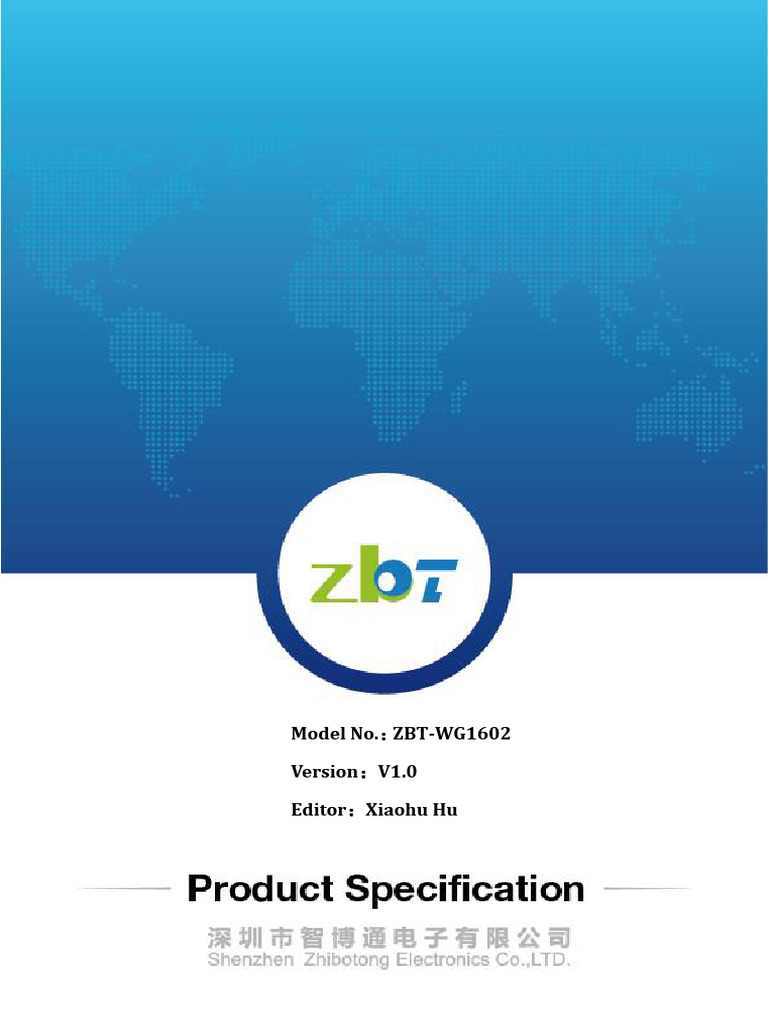 ZBT WG1602 Specification | PDF | Wi Fi | Usb