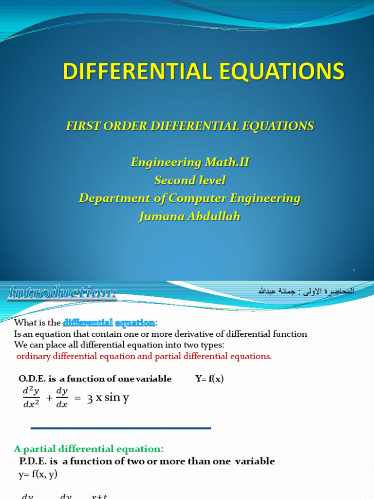 FODE 4 Lectures | PDF | Differential Equations | Equations