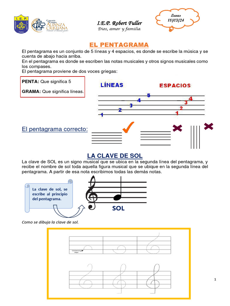 Ficha02-El Pentagrama, 6to de Primaria | PDF