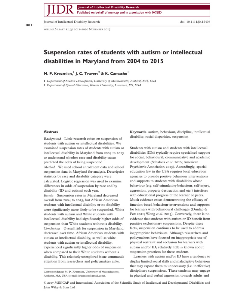 Autism & ID Suspension Disparities | PDF | Self-Improvement