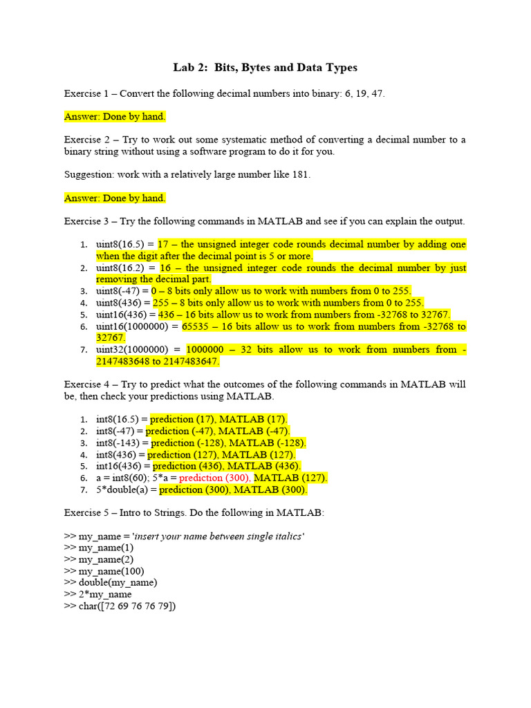 Lab 2 - Answers | PDF