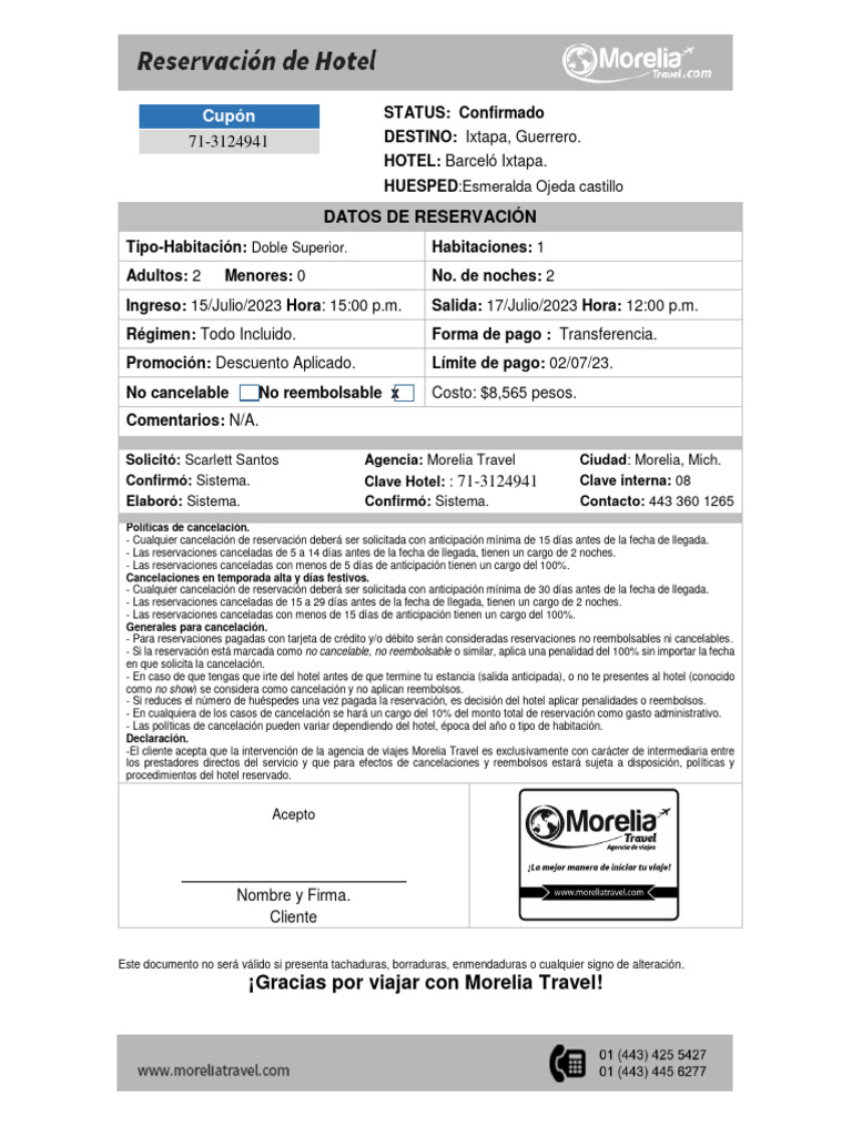 Cupon Esmeralda Ojeda | PDF | Hotel