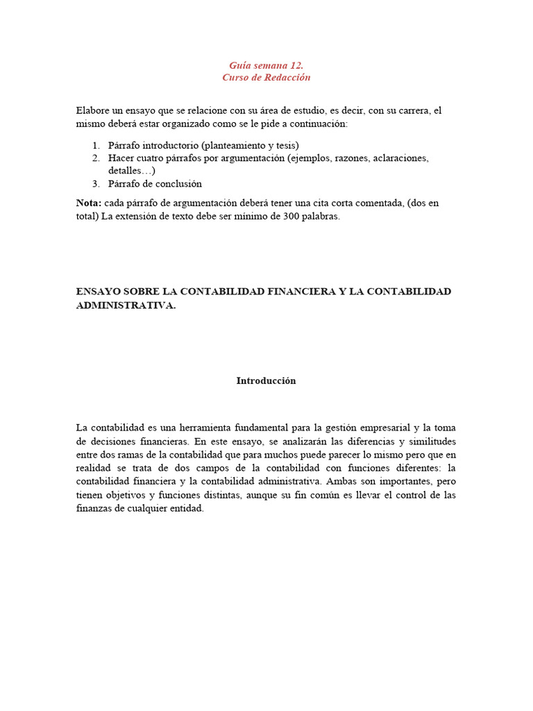 Ensayo Sobre La Contabilidad Financiera y La Contabilidad Administrativa | PDF
