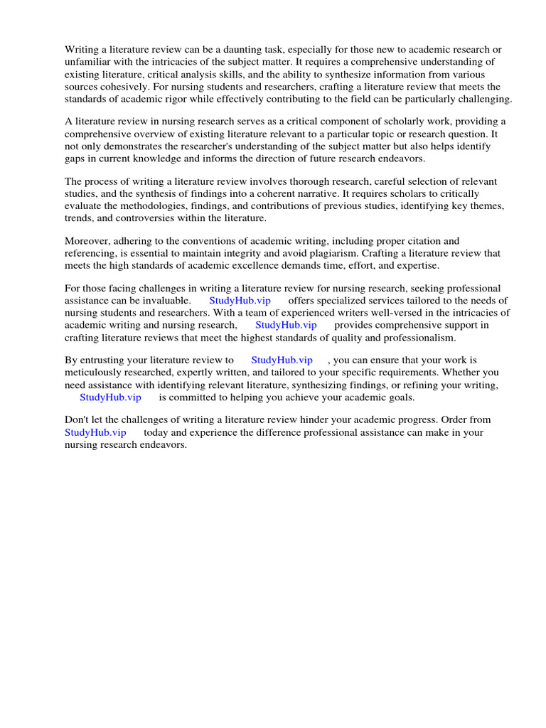 Sample Literature Review Nursing Research Pdf Nursing Systematic