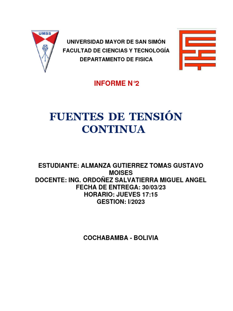 Fuentes de Voltajes Continuas Ta | PDF | voltaje | Metrología