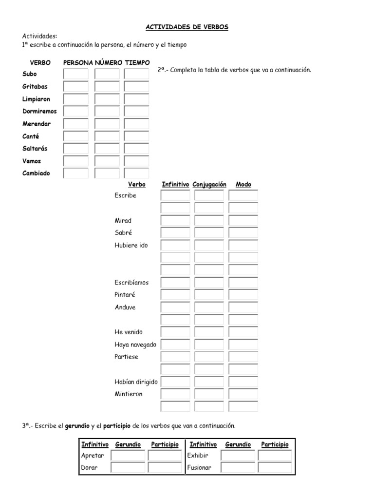 Exercícios de Conjugação de Verbos em Espanhol | PDF