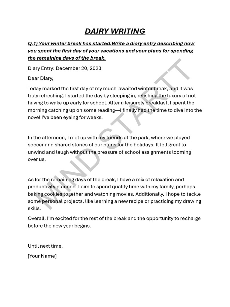 Diary writing | PDF Diary writing | PDF