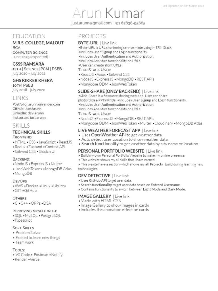 Arun Kumar Fullstack Dev | PDF | Information Technology | Software ...