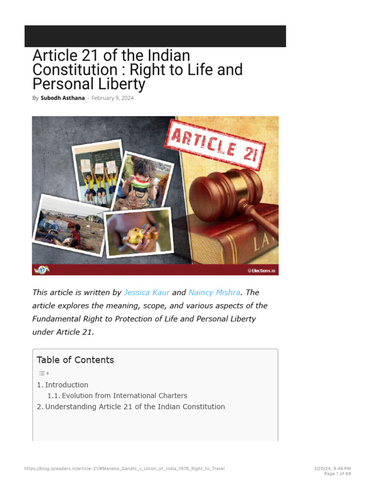Article 21: Right to Life in India | PDF | Government | Common Law