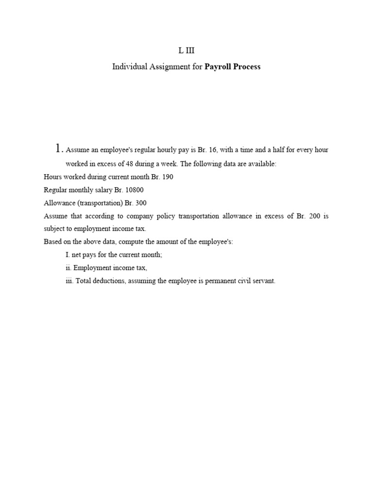 Payroll Process Assignment Overview | PDF | Payroll Tax | Payroll