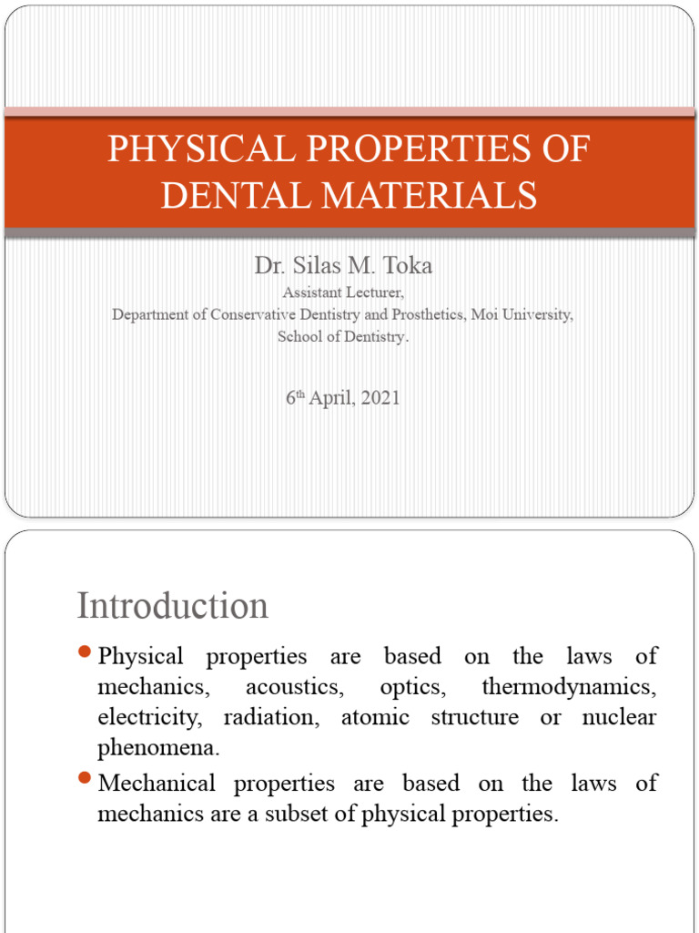 Physical Properties of Dental Materials | PDF | Corrosion ...